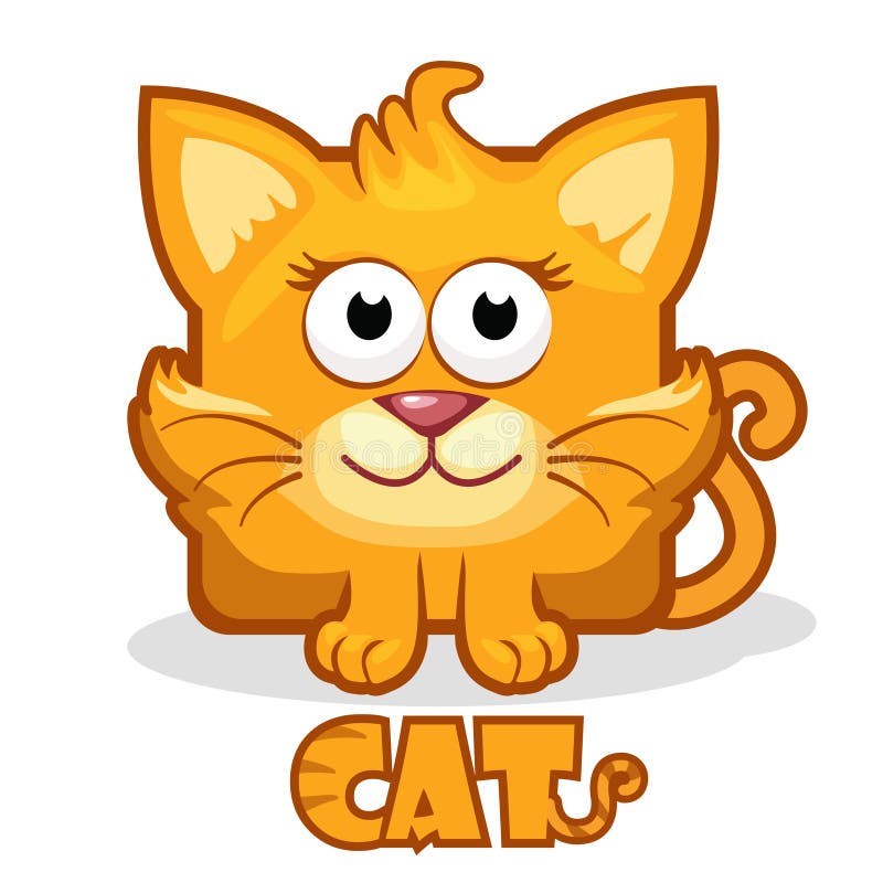 Cute cartoon square cat stock vector. Illustration of domestic - 67383039
