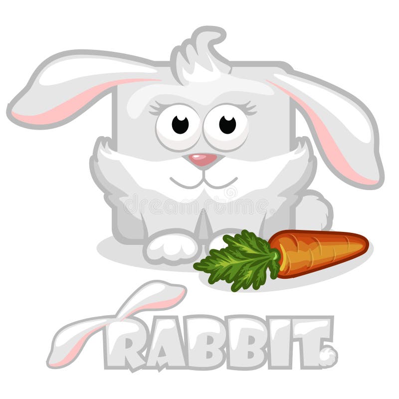 Square Rabbit Cartoon Illustration Stock Vector - Illustration of happy ...