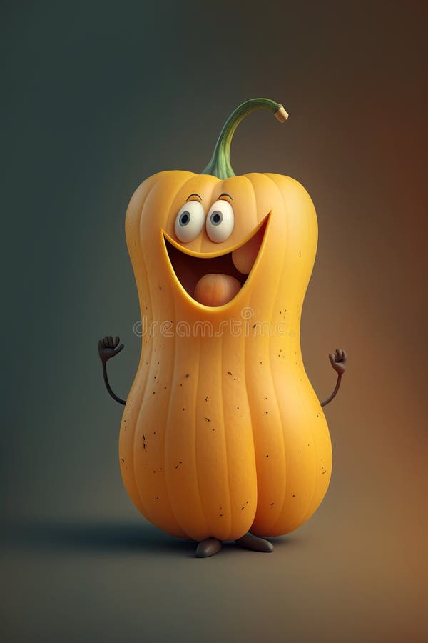 Cute Cartoon Squash Vegetable Character. Generative Ai Stock ...