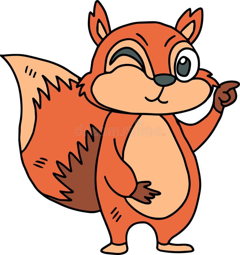 A Cute Cartoon Squirrel Pointing To Something Stock Vector ...