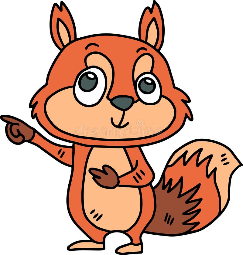 A Cute Cartoon Squirrel Pointing To Something Stock Vector ...