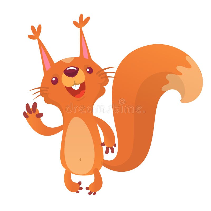Happy Squirrel with Hand Waving Stock Illustration - Illustration of ...
