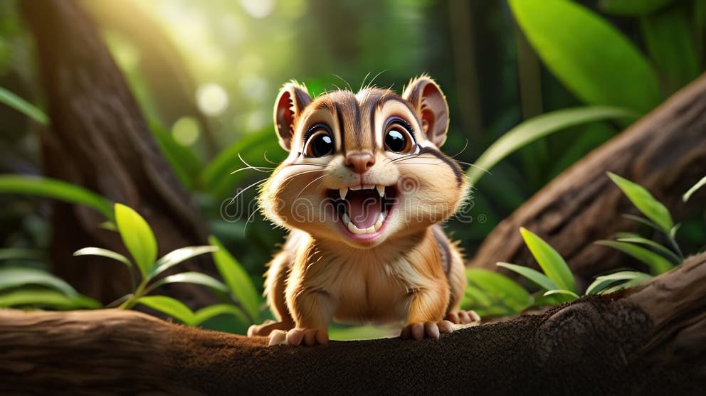 Cute Cartoon Squirrel Smiling. Stock Illustration - Illustration of ...