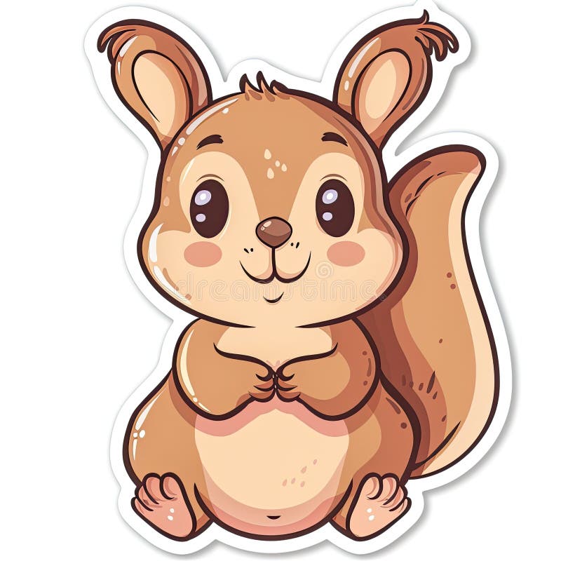 Cute Cartoon Squirrel Sticker with Big Eyes Generated with AI Stock ...
