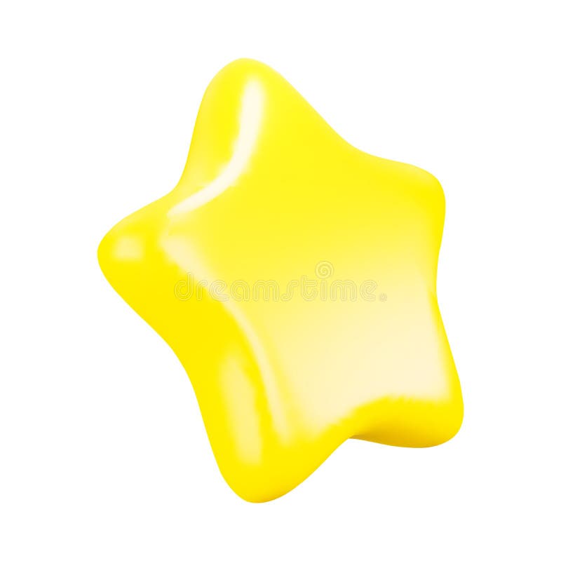 Cute Cartoon Star Side View. Yellow 3D Star Isolated on White ...