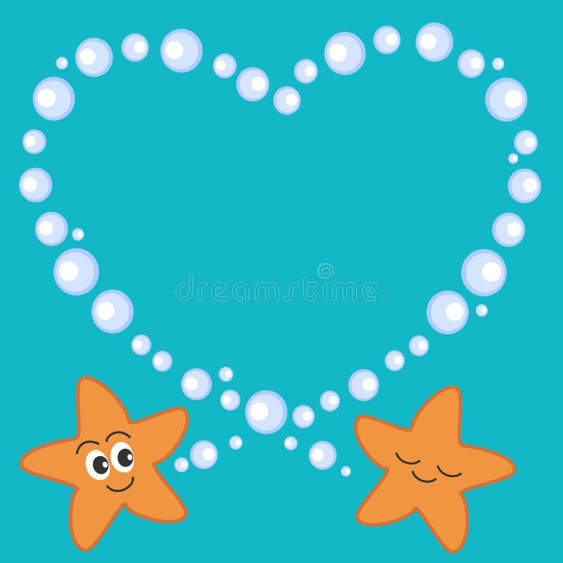 Cute Cartoon Starfish in Love Romantic Illustration Stock Vector ...