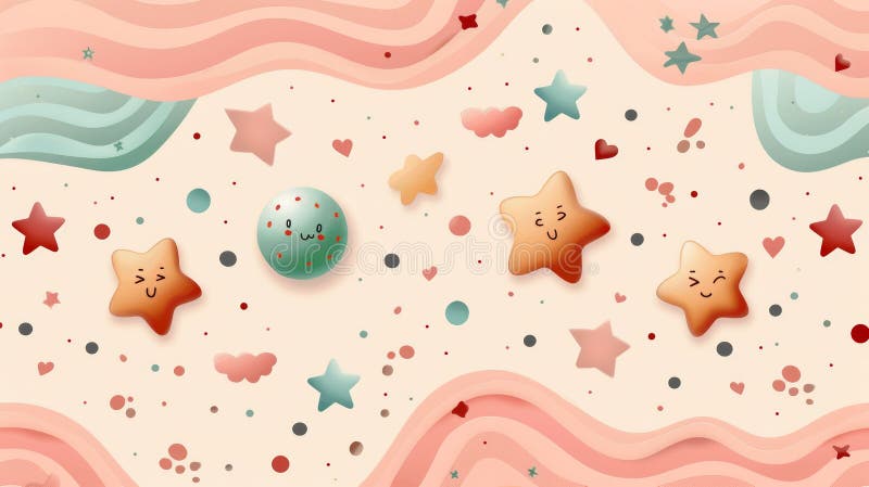 Cute Cartoon Stars and Waves Background Stock Illustration ...