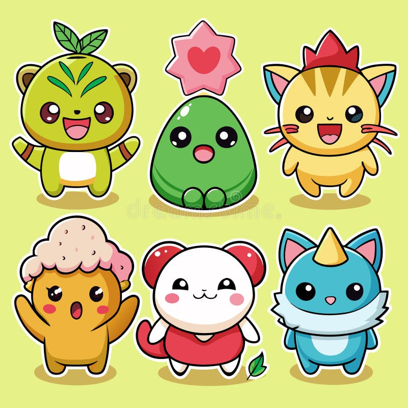 Cute cartoon stickers stock vector. Illustration of banana - 384256662