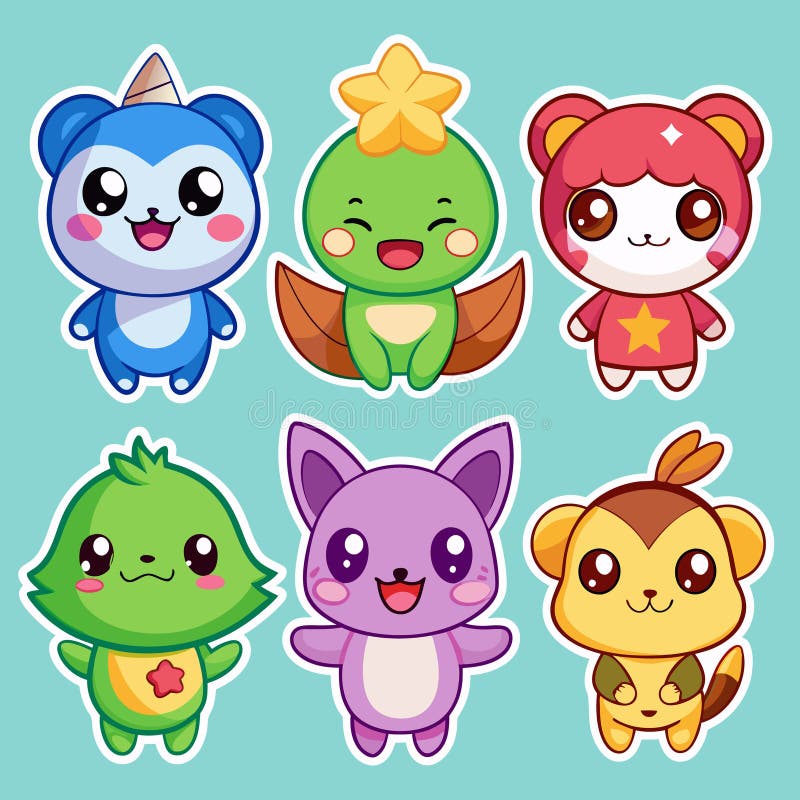 Cute Cartoon Stickers Stock Illustrations – 75,736 Cute Cartoon ...