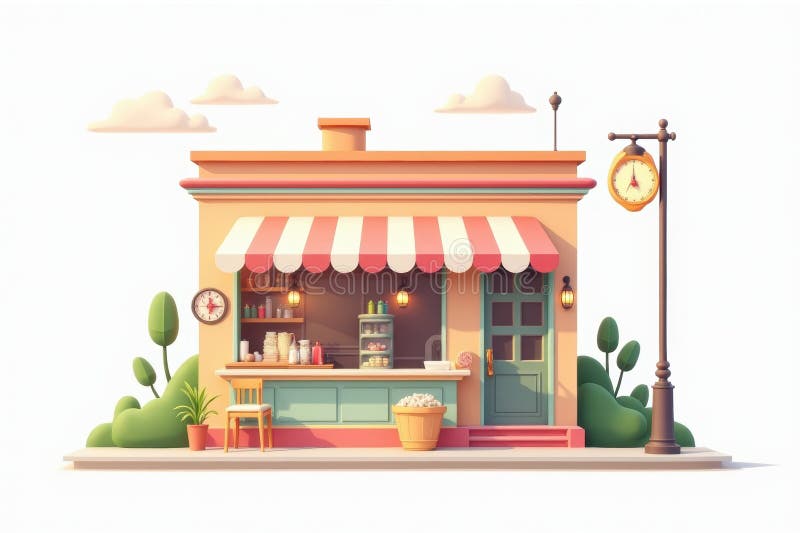 Cute Cartoon Store Front stock illustration. Illustration of storefront ...