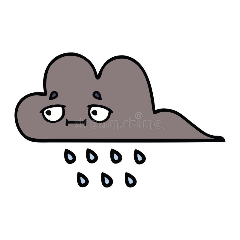 Cute Cartoon of a Storm Rain Cloud Stock Vector - Illustration of cute ...