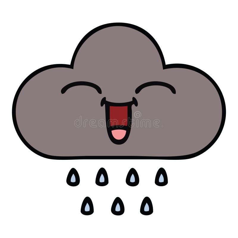 Cute Cartoon Storm Rain Cloud Stock Vector - Illustration of cartoon ...