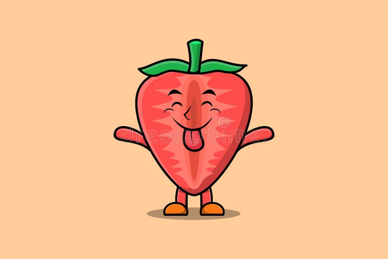 Cute Cartoon Strawberry Character with Flashy Stock Vector ...