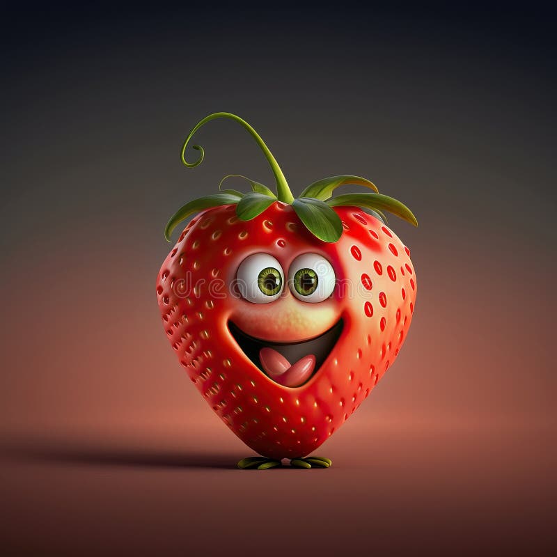 Cute Cartoon Strawberry Character. Generative Ai Stock Illustration ...