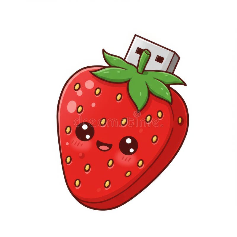 Cute Cartoon Strawberry Shaped USB Flash Drive Stock Illustration ...