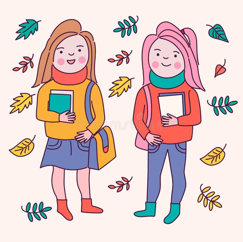 Cute Cartoon Students Characters Stock Vector - Illustration of cartoon ...