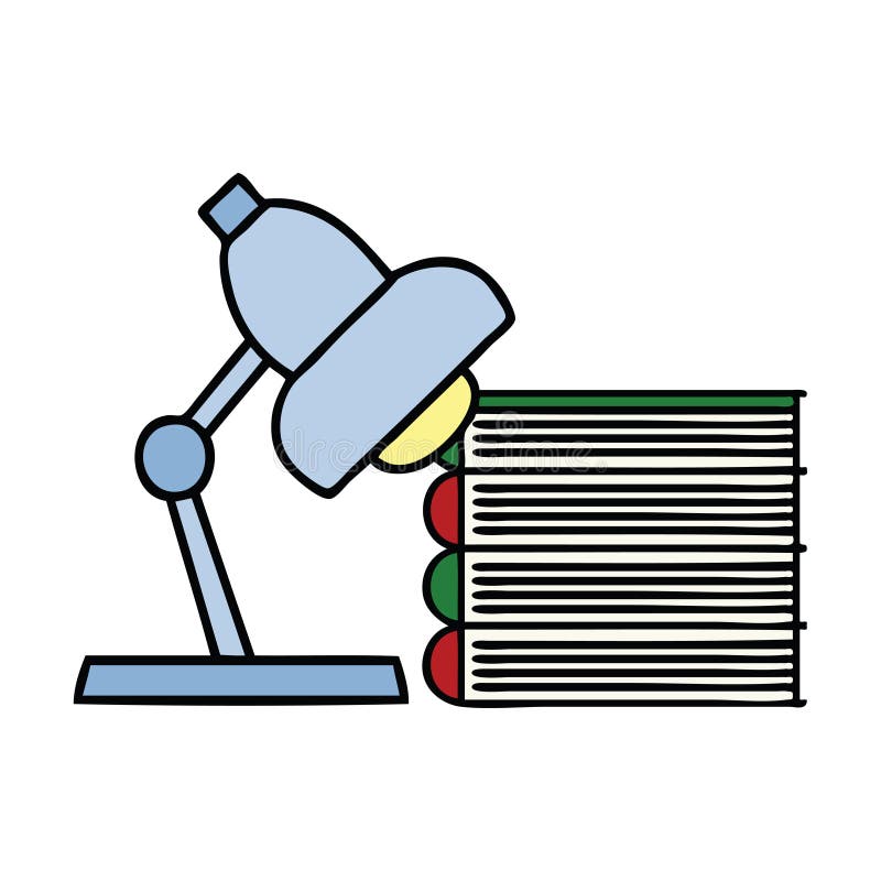 Cute Cartoon Study Books and Lamp Stock Vector - Illustration of ...
