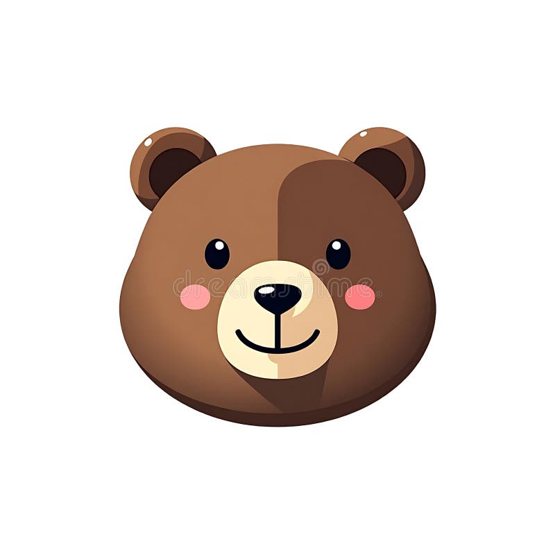 Cartoon-style Bear Face with a Friendly Expression and Simple Design ...