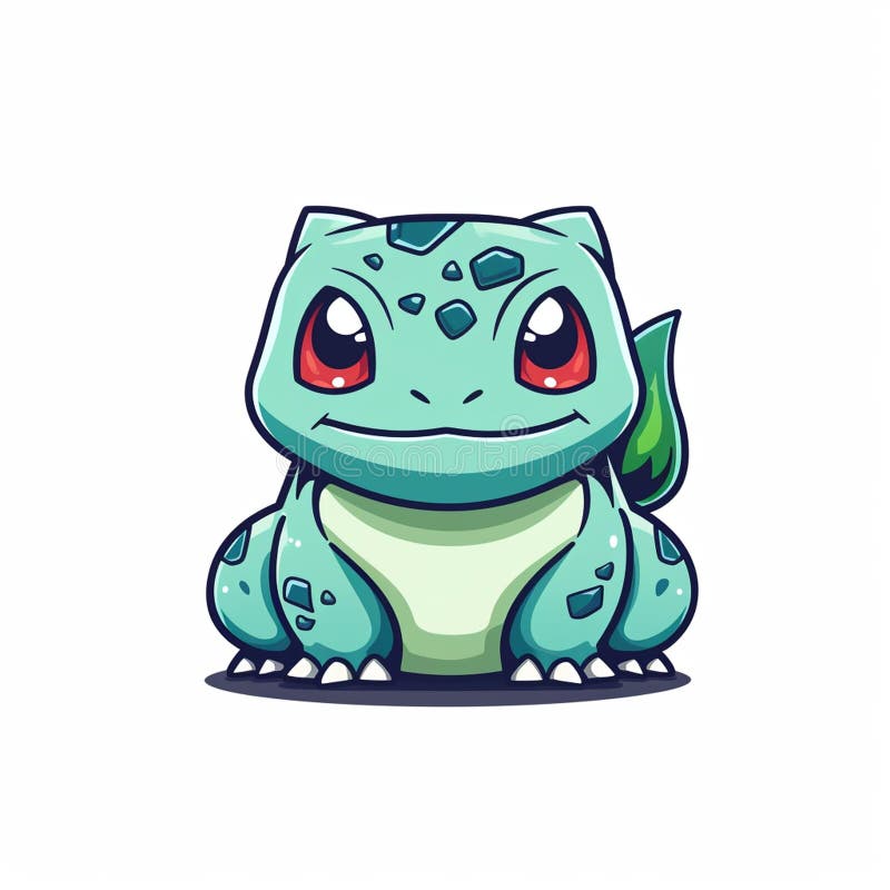 Cute Cartoon-style Bulbasaur with Bright Colors and Happy Expression ...