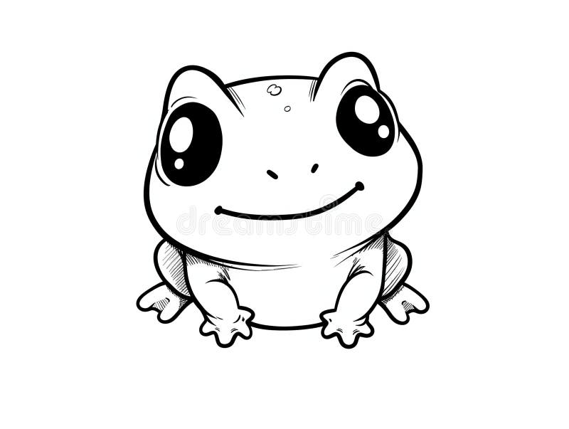Cute Cartoon-style Frog with Big Eyes and a Cheerful Expression. Stock ...