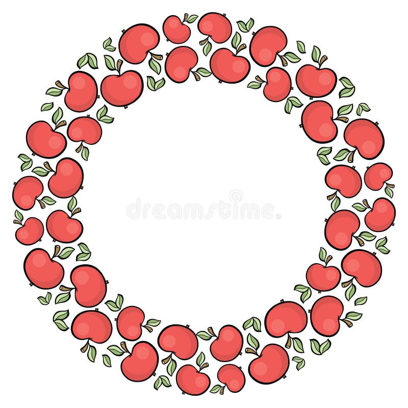 Cute Cartoon Style Hand Drawn Red Apple Frame Stock Vector ...