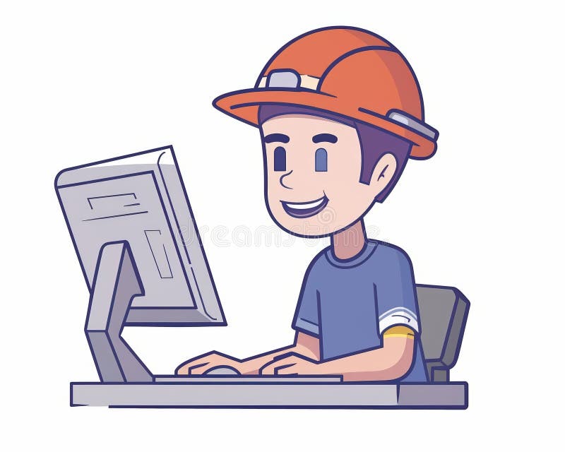 A Cute Cartoon Style OfA Closeup of an Engineer Programming a Robotic ...