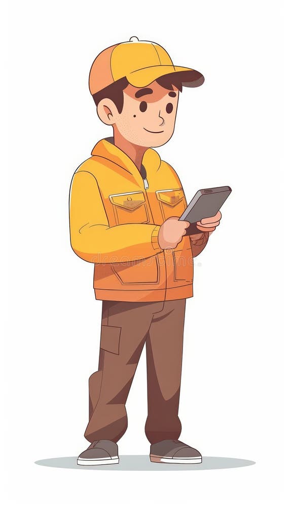 A Cute Cartoon Style OfA Closeup of a Worker Using a Barcode Scanner in ...