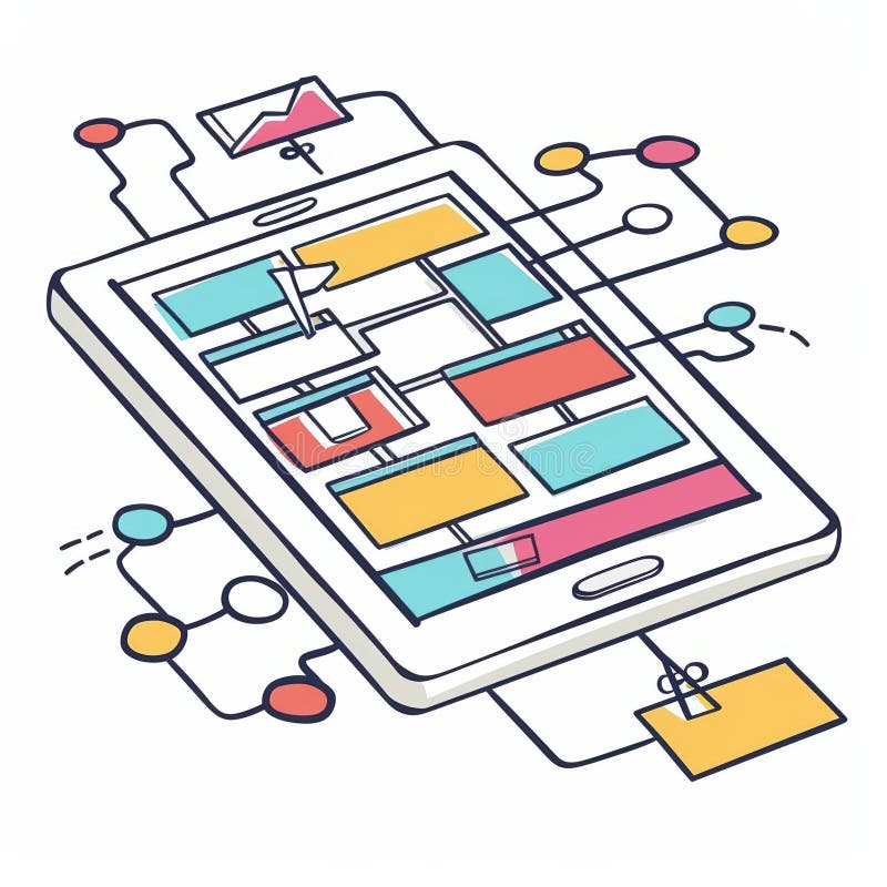 A Cute Cartoon Style OfA Digital Workflow Management System on a Tablet ...