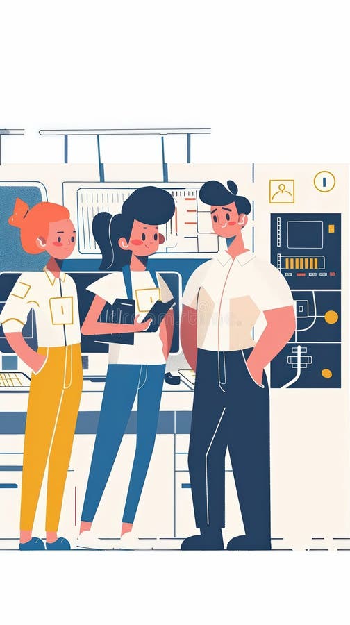 A Cute Cartoon Style OfA Group of Employees Attending an ERP Training ...