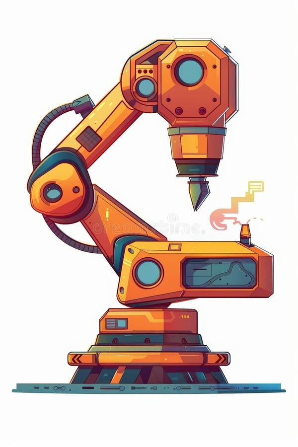 A Cute Cartoon Style OfA Hightech Manufacturing Process Controlled by ...