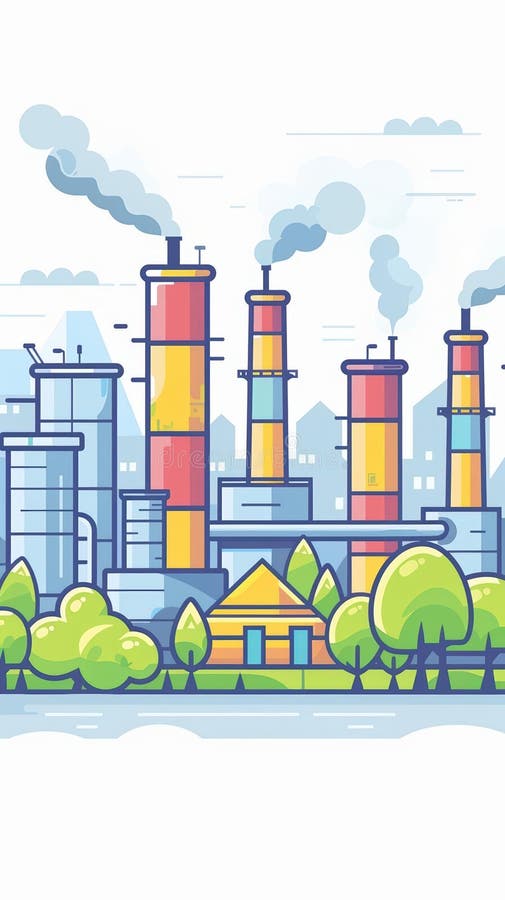 A Cute Cartoon Style OfA High-tech Manufacturing Process Controlled by ...