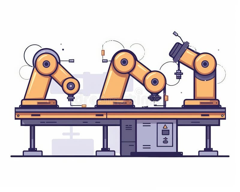 A Cute Cartoon Style OfA Hightech Production Process Monitored by AI ...