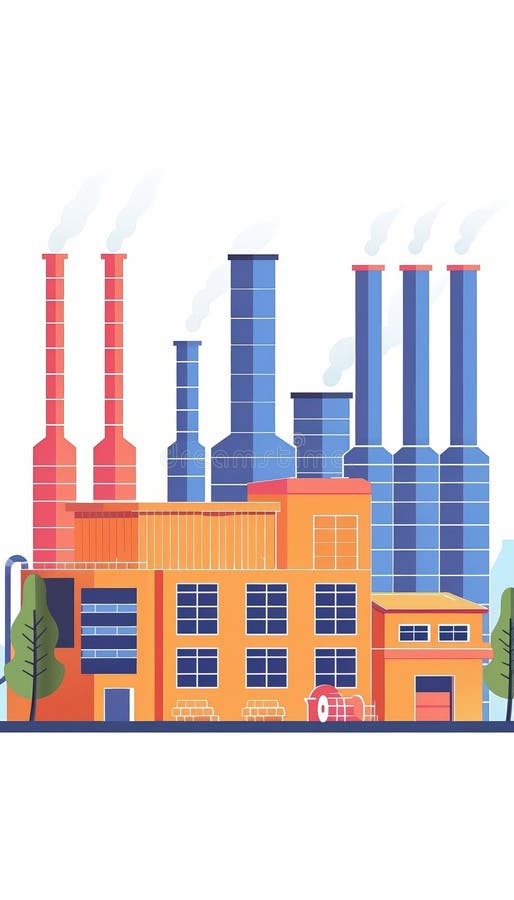 A Cute Cartoon Style OfA Modern Factory with Efficient Lean ...