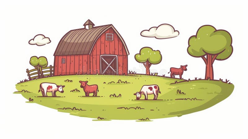 Simple Cartoon Farm Scene