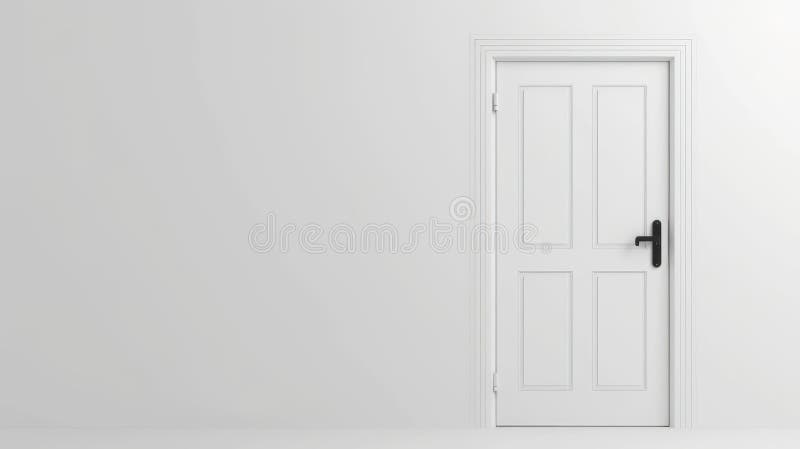 A Cute Cartoon Style OfA Simple White Door with a Black Handle Stock ...