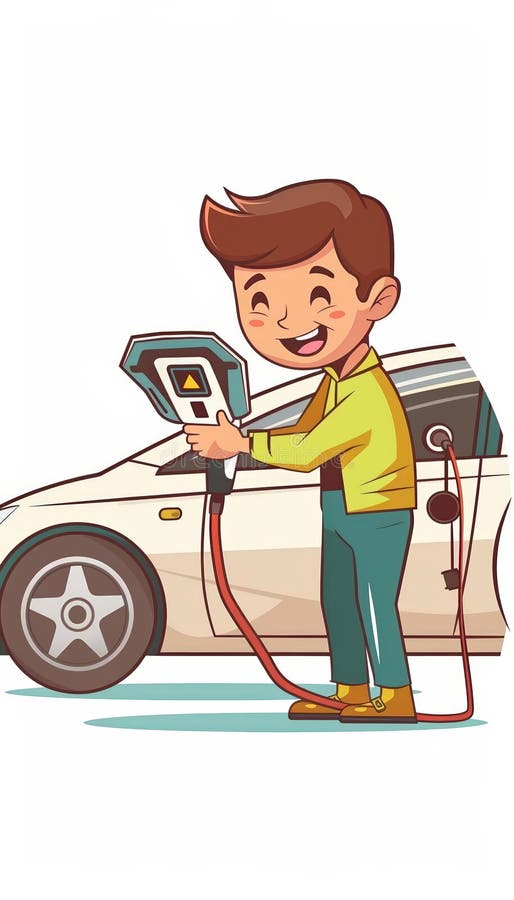 A Cute Cartoon Style OfA Technician Conducting a Software Update on an ...