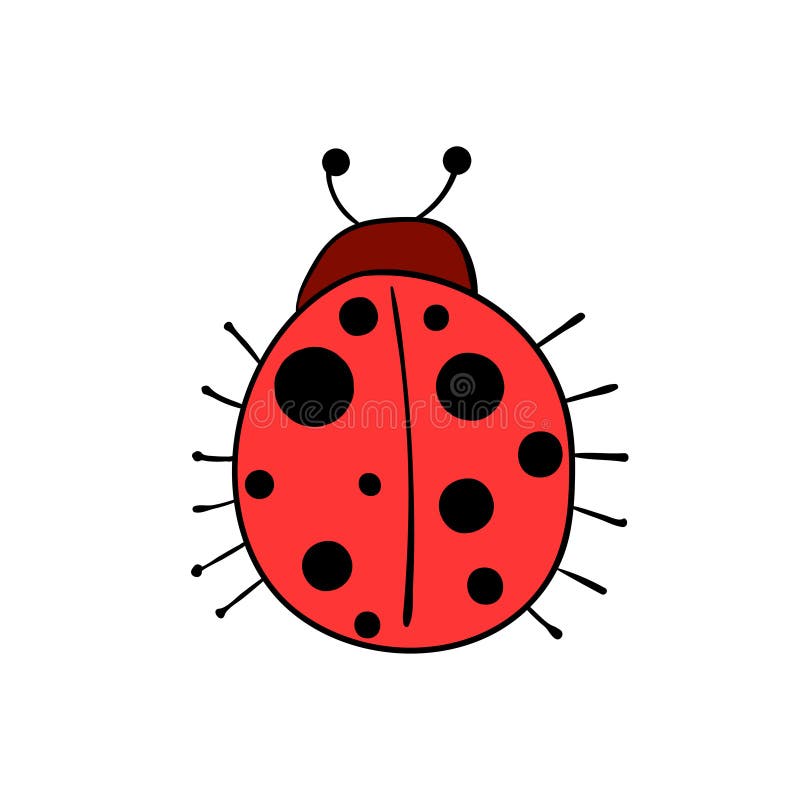 Cute Cartoon Style Red Lady Bug. Vector Illustration Stock Vector ...