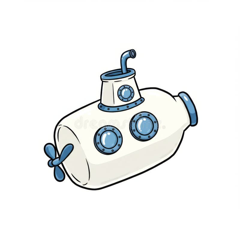 Cute Cartoon Submarine Illustration Stock Illustration - Illustration ...
