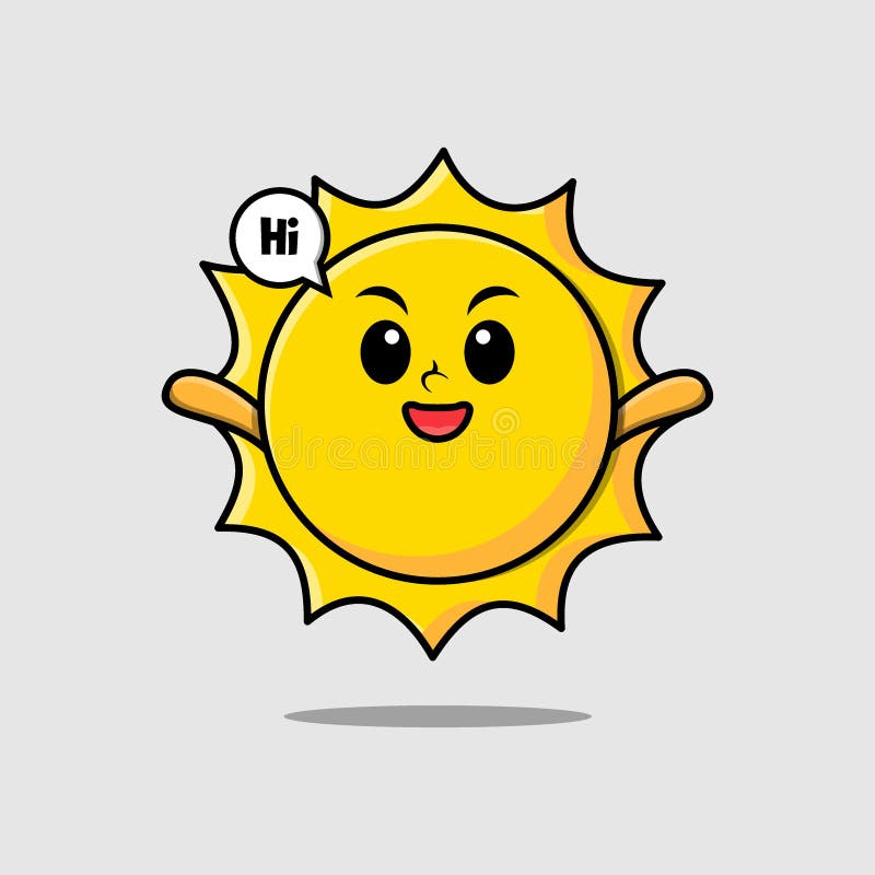 Cute Cartoon Sun Character in Flat Style Stock Vector - Illustration of ...