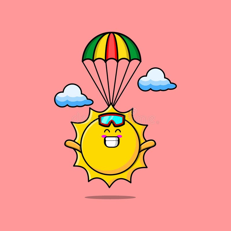 Cute Cartoon Sun Character in Flat Style Stock Vector - Illustration of ...