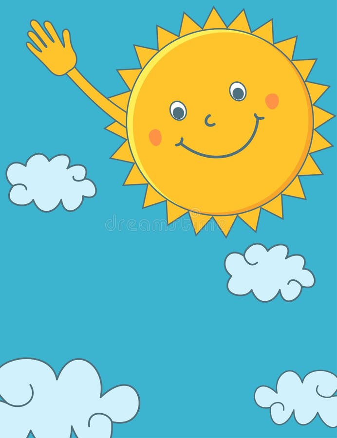 Cute Cartoon Sun Waving Hand Stock Vector - Illustration of sunshine ...