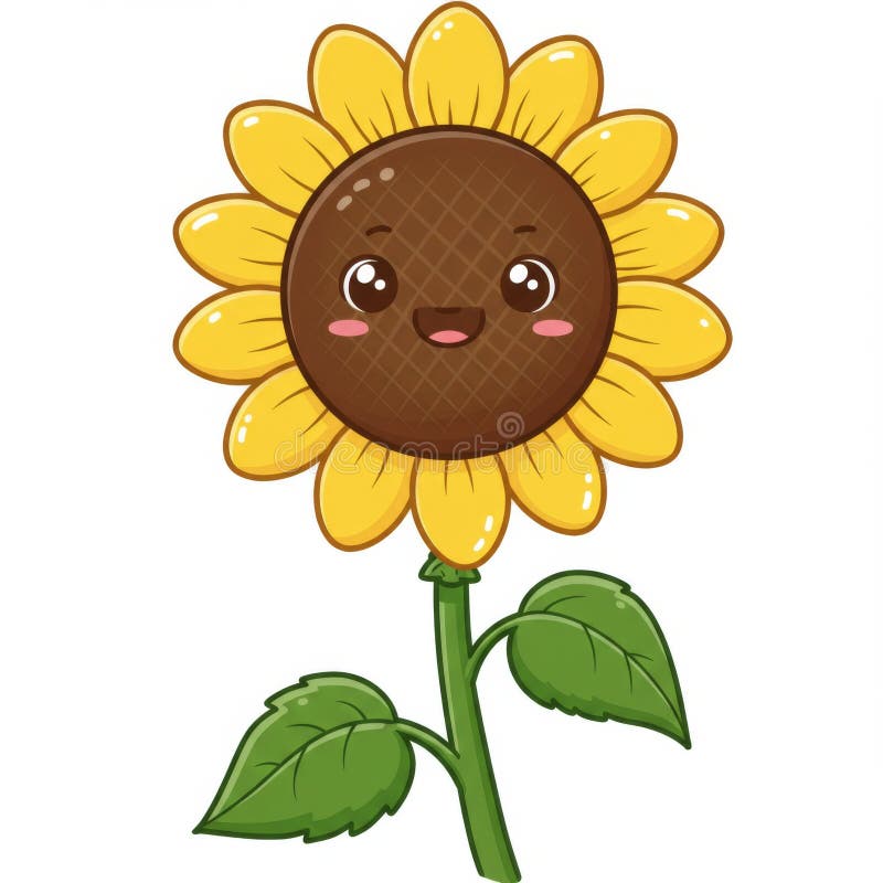 Cute Cartoon Sunflower Illustration Stock Illustration - Illustration ...