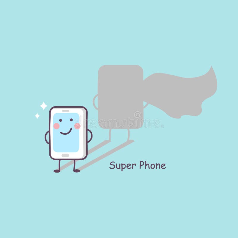 Cute cartoon super phone stock vector. Illustration of phone - 68084487