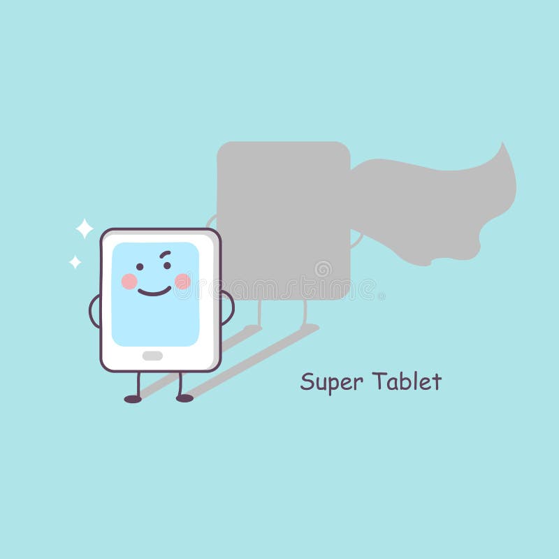 Cute cartoon super tablet stock vector. Illustration of computer - 68084516