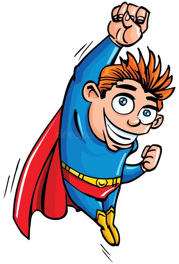 Cute Cartoon Superboy Flying Up Stock Vector - Illustration of blue ...