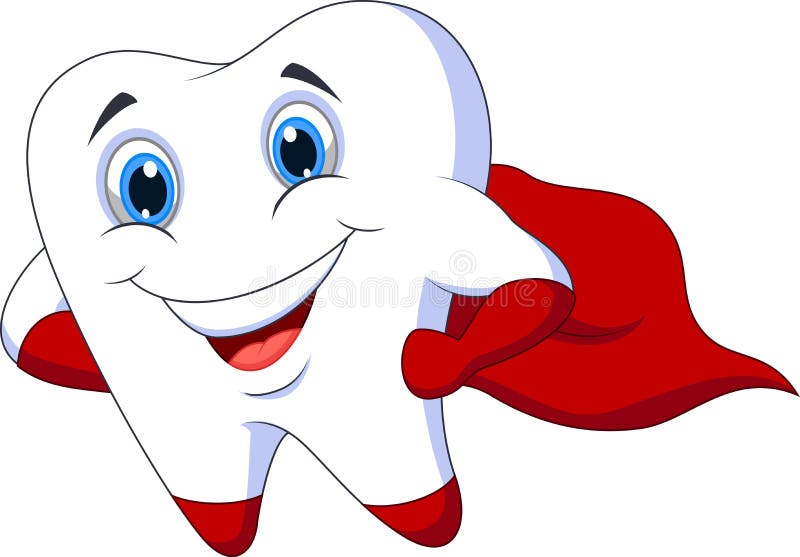 Cute Cartoon Superhero Tooth Posing Stock Vector - Illustration of ...