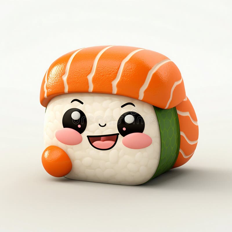 Cute Cartoon Sushi on White Background. Generative Ai Stock ...