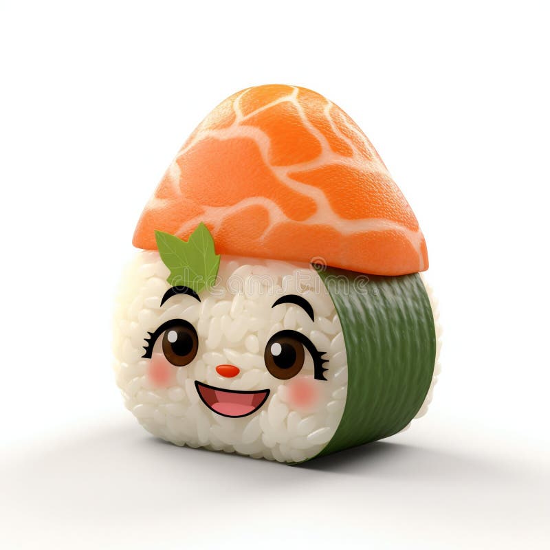 Cute Cartoon Sushi on White Background. Generative Ai Stock ...