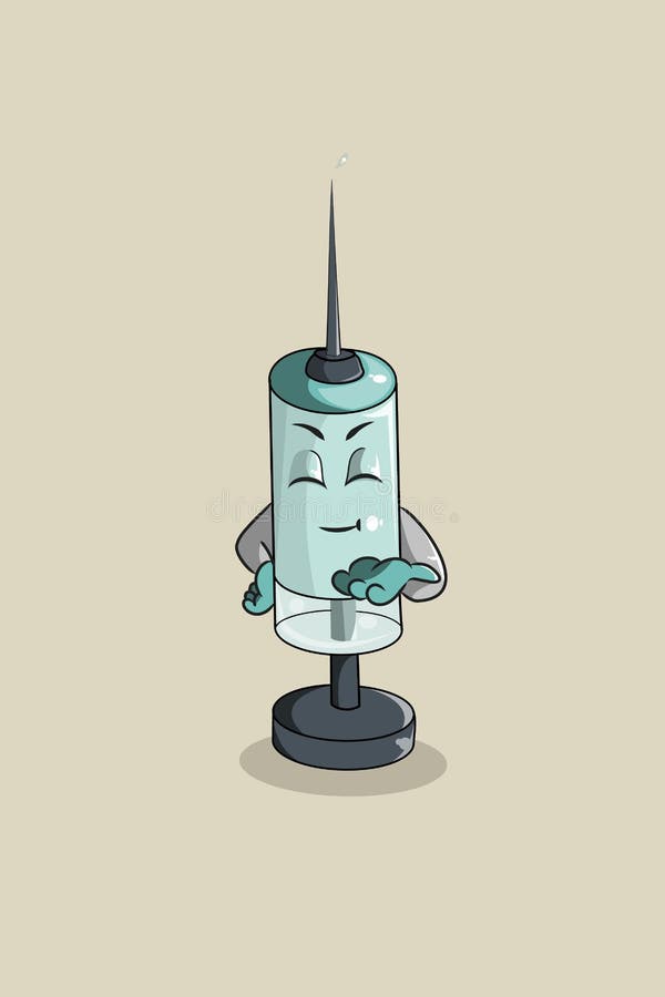 Cute Cartoon Syringe with Smile Character Design Illustration Stock ...