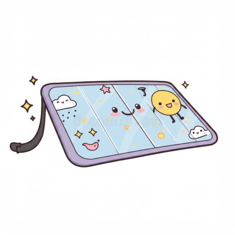 Cute Cartoon Tablet with Weather Icons Stock Illustration ...